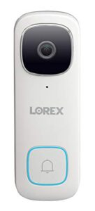 lorex 2k wifi doorbell camera, home surveillance wired video doorbell, outdoor security camera system requires existing 16-24vac doorbell wiring, white