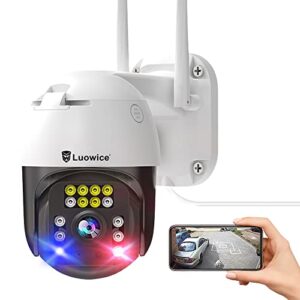 luowice 5mp ptz security camera outdoor fhd wifi ip camera with humaniod detection, auto tracking, color night vision, pan and tilt, two way talk, floodlight and siren, waterproof