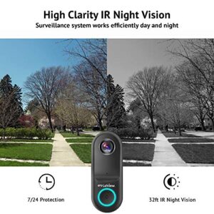 LaView WiFi Video Doorbell Camera, with 32GB SD Card, 1080P Video AI Human Detection, Night Vision, 2-Way Audio, IP65 Waterproof, Easy Installation (Requires Existing Doorbell Wires) USA Cloud Server