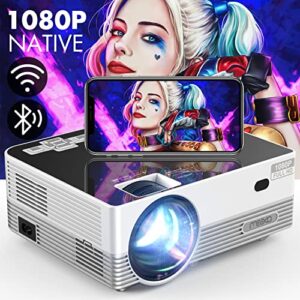 native 1080p wifi bluetooth projector, mooka upgraded 8500l hd video projector with carrying bag,support 4k &300“ display,mini outdoor movie projectors compatible with ios/android/pc/tv stick/ps4