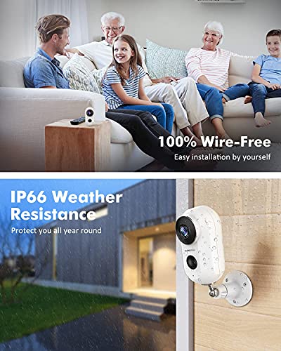 ZUMIMALL 2K Solar Camera Security Outdoor, Solar Powered Battery Operated Wireless FHD Outside Surveillance Camera for Home Security, Night Vision, PIR Motion Detection, IP66 Waterproof, 2.4G WiFi