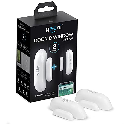 Geeni Wi-Fi Door Sensor, Smart Door and Window Sensors, White, 2-Pack No Hub Required – Wireless Design, Instant Alerts, Requires 2.4 GHz