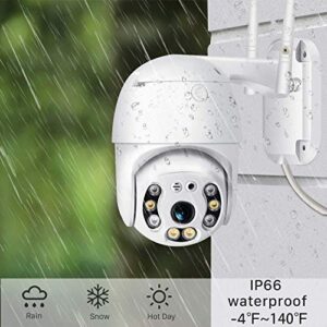 Pan Tilt Outdoor Security Camera, 1080P Home WiFi IP Camera, Pan Tilt Dome Surveillance Cam, Two Way Audio Motion Detection Clear Night Vision Onvif Waterproof CCTV Camera Support Max 128G SD