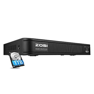 ZOSI H.265+ 5MP Lite 8 Channel CCTV DVR Recorder with Hard Drive 1TB, Remote Access, Motion Alert Push, Hybrid Capability 4-in-1(Analog/AHD/TVI/CVI) Full 1080p HD Surveillance DVR for Security Camera