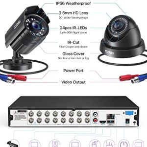 ZOSI 16CH 1080P Security Camera System with 2TB Hard Drive,H.265+ 16Channel 1080P HD-TVI DVR with 12PCS 1080P Outdoor Indoor Surveillance Cameras, 80ft Night Vision, Motion Detection,Remote Access