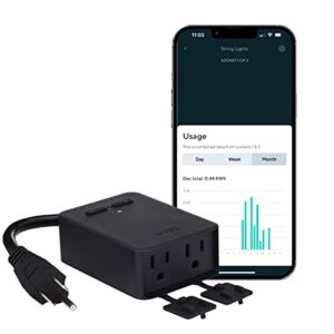 wyze plug outdoor, dual outlets energy monitoring, ip64, 2.4ghz wifi smart plug, works with alexa, google assistant, ifttt, no hub required, black – a certified for humans device