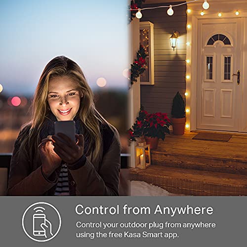 Kasa Outdoor Smart Plug, Smart Home Wi-Fi Outlet with 2 Sockets, IP64 Weather Resistance, Compatible with Alexa, Google Home & IFTTT, No Hub Required, ETL Certified(EP40)