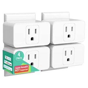 Meross Wi-Fi Smart Plug Mini, 15 Amp & Reliable Wi-Fi Connection, Support Alexa, Google Assistant, Remote Control, Timer, Occupies Only One Socket, 2.4G WiFi Only, 4 Pack