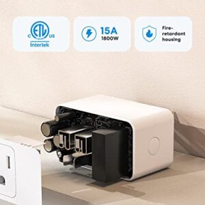 Meross Wi-Fi Smart Plug Mini, 15 Amp & Reliable Wi-Fi Connection, Support Alexa, Google Assistant, Remote Control, Timer, Occupies Only One Socket, 2.4G WiFi Only, 4 Pack