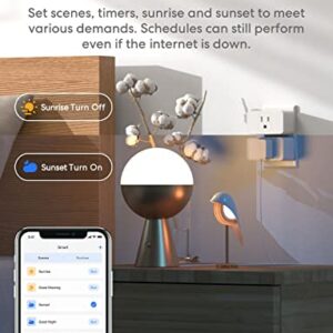 Meross Wi-Fi Smart Plug Mini, 15 Amp & Reliable Wi-Fi Connection, Support Alexa, Google Assistant, Remote Control, Timer, Occupies Only One Socket, 2.4G WiFi Only, 4 Pack