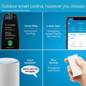 Lutron Caséta Weatherproof+ Outdoor Smart Plug On/Off Switch | Works with Alexa, Google Assistant, Ring, Apple HomeKit (smart hub required) | for Landscape and String Lighting | PD-15OUT-BL | Black