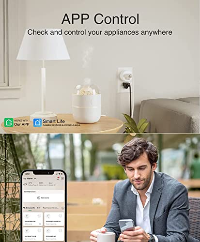 GHome Smart Mini Smart Plug, WiFi Plug Outlet Timer Smart Socket Works with Alexa and Google Home, APP Control, No Hub Required, ETL FCC Listed, 2.4GHz WiFi Only