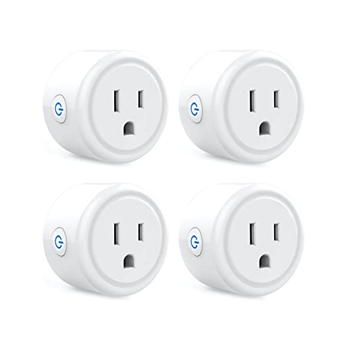 GHome Smart Mini Plug Compatible with Alexa and Google Home, WiFi Outlet Socket Remote Control with Timer Function, Only Supports 2.4GHz Network, No Hub Required, ETL FCC Listed (4 Pack), White