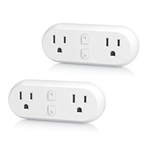 hbn smart plug 15a, wifi&bluetooth outlet extender dual socket plugs works with alexa, google home assistant, remote control with timer function, no hub required, etl certified, 2.4g wifi only, 2-pack