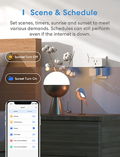 Meross Smart Plug Mini, 15A & Reliable Wi-Fi, Support Apple HomeKit, Siri, Alexa, Echo, Google Assistant and Nest Hub, App Control, Timer, No Hub Needed, 2.4G WiFi Only, 4 Pack