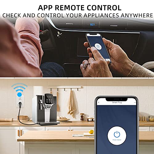 Smart Plug ESICOO, WiFi Plugs That Work with Alexa, Echo, Google Home, Surge Protector & Timer & Group Controller, ETL & FCC Certified, No Hub Required, 2.4G WiFi Only, 4 Pack