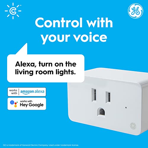 GE CYNC Indoor Smart Plug, Bluetooth and Wi-Fi Outlet Socket, Works with Alexa and Google Home (1 Pack)