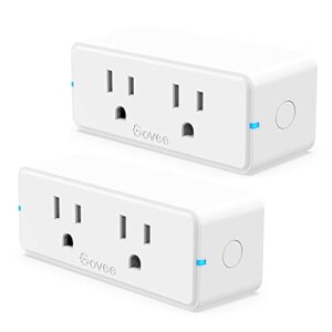 govee dual smart plug 2 pack, 15a wifi bluetooth outlet, work with alexa and google assistant, 2-in-1 compact design, govee home app control remotely with no hub required, timer, fcc and etl certified