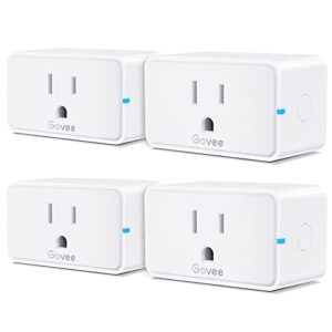 govee smart plug, wifi bluetooth outlets 4 pack work with alexa and google assistant, 15a wifi plugs with multiple timers, govee home app group control remotely, no hub required, etl&fcc certified