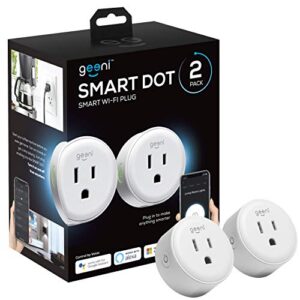 geeni dot smart wi-fi outlet plug, white, (2 pack) – no hub required – works with amazon alexa and google assistant, requires 2.4 ghz wi-fi