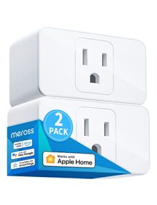 meross smart plug mini, 15a & reliable wi-fi, support apple homekit, siri, alexa, echo, google assistant and nest hub, app control, timer, no hub needed, 2.4g wifi only, 2 pack