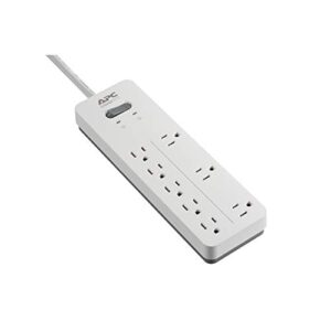 apc surge protector, white power strip ph8w, 2160 joules, flat plug, 8 outlet power strip