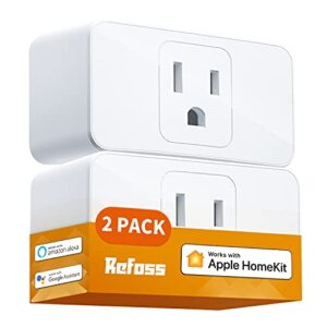 smart plug wifi outlet work with apple homekit, siri, alexa, google home, refoss smart socket with timer function, remote control, no hub required, 15a, 2 pack