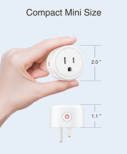 Mini Smart Plug, WISEBOT Wi-Fi Socket Works with Alexa and Google Home, Surge Protector Plug-in Outlet Remote Control and Timer Function, ETL FCC Listed,2.4G Wi-Fi Only,10A 1200W,4-Pack, White