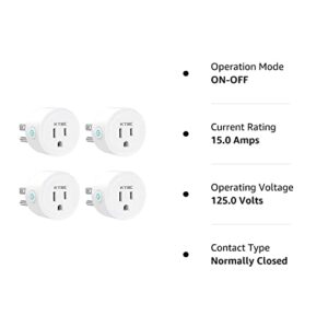 Smart plug 4 Packs, KTMC Mini Wifi Outlet Compatible with Alexa, Google Home, No Hub Required, Remote Control Your Home Appliances from Anywhere, ETL Certified