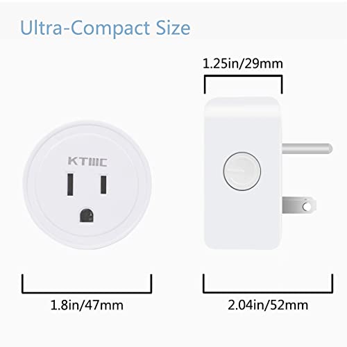 Smart plug 4 Packs, KTMC Mini Wifi Outlet Compatible with Alexa, Google Home, No Hub Required, Remote Control Your Home Appliances from Anywhere, ETL Certified