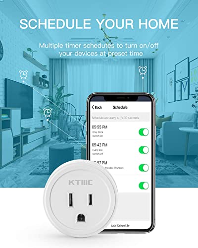 Smart plug 4 Packs, KTMC Mini Wifi Outlet Compatible with Alexa, Google Home, No Hub Required, Remote Control Your Home Appliances from Anywhere, ETL Certified