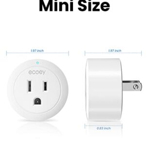 Ecoey Smart Plug - Smart Outlet with Alexa and Google Home for Voice Control, Smart Home Wi-Fi Outlet with Remote Control and Timing, Familywell Pro APP, ETL Listed, GW2001, 2 Packs