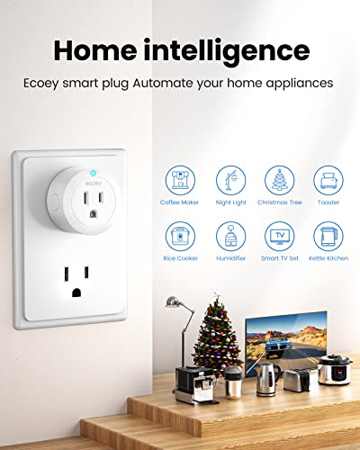 Ecoey Smart Plug - Smart Outlet with Alexa and Google Home for Voice Control, Smart Home Wi-Fi Outlet with Remote Control and Timing, Familywell Pro APP, ETL Listed, GW2001, 2 Packs