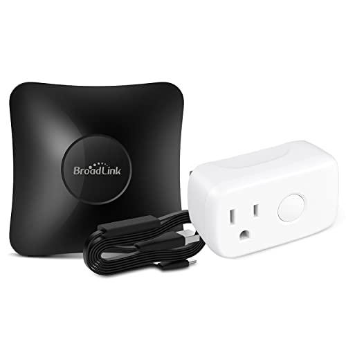 BroadLink Wi-Fi Smart Remote Hub with Sensor Cable, IR RF All in One Automation Learning Universal Remote Control, With a Mini Smart Plug, Compatible with Alexa, Google Home, IFTTT （RM4proS+SP4M)