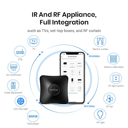 BroadLink Wi-Fi Smart Remote Hub with Sensor Cable, IR RF All in One Automation Learning Universal Remote Control, With a Mini Smart Plug, Compatible with Alexa, Google Home, IFTTT （RM4proS+SP4M)