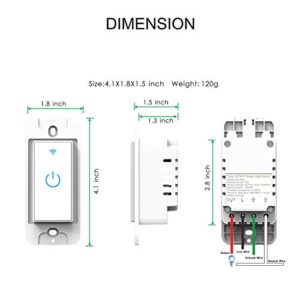 Smart Light Switch, WiFi Switch Touch Wall Switch 1 Gang, Compatible with Alexa Google Home and IFTTT