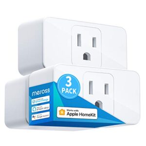 meross smart plug mini, 15a & reliable wi-fi, support apple homekit, siri, alexa, echo, google assistant and nest hub, app control, timer, no hub needed, 2.4g wifi only, 3 pack