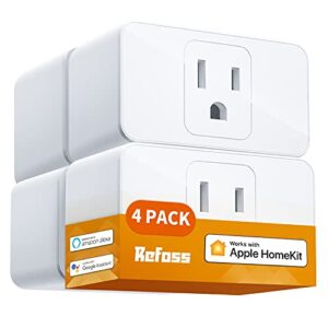 smart plug 4 pack, refoss smart wifi outlet works with apple homekit, alexa, google assistant, siri, timer & app remote control, 15a