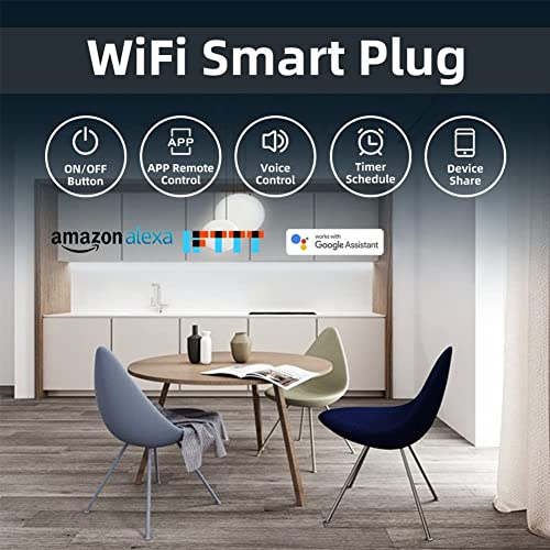 Alexa Smart Plugs, WiFi Mini Smart Plug Compatible with Alexa and Google Assistant, Alexa Echo Smart Outlet, Remote Control, Timer Function, 2.4 Ghz Network Only, ETL & FCC Certified, 10A, White