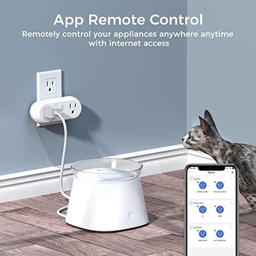 Smart Plug, Dual Smart Plug 15A WiFi Outlet 2-in-1 Compatible with Apple HomeKit, Siri, Alexa, Echo, Google Assistant, SmartThings, Voice & App Remote Control, Timer, No Hub Required, 4 Pack