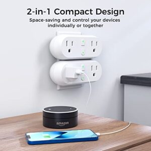 Smart Plug, Dual Smart Plug 15A WiFi Outlet 2-in-1 Compatible with Apple HomeKit, Siri, Alexa, Echo, Google Assistant, SmartThings, Voice & App Remote Control, Timer, No Hub Required, 4 Pack