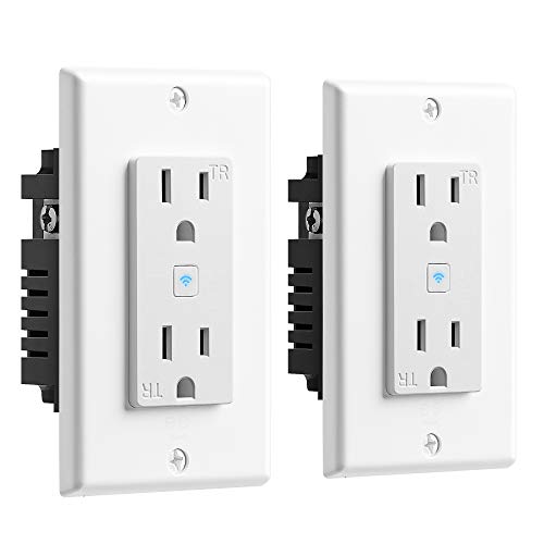 Geeni Wi-Fi Smart Wall Outlet with 2 Plugs and Wireless App Control, Compatible with Alexa and Google Home, WiFi Smart Outlet, 2 Pack