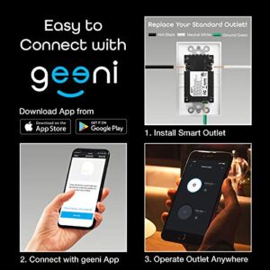 Geeni Wi-Fi Smart Wall Outlet with 2 Plugs and Wireless App Control, Compatible with Alexa and Google Home, WiFi Smart Outlet, 2 Pack