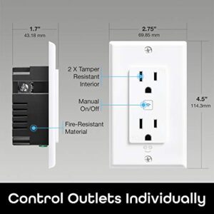 Geeni Wi-Fi Smart Wall Outlet with 2 Plugs and Wireless App Control, Compatible with Alexa and Google Home, WiFi Smart Outlet, 2 Pack