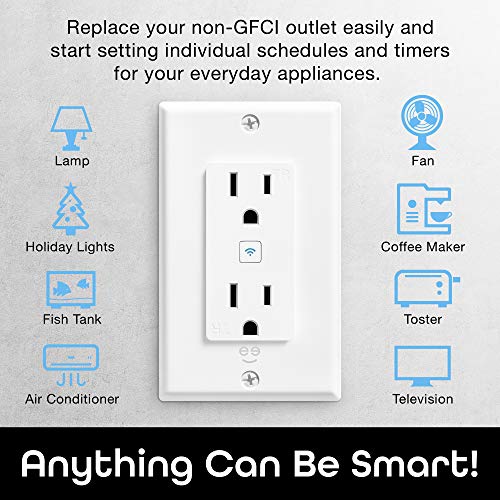 Geeni Wi-Fi Smart Wall Outlet with 2 Plugs and Wireless App Control, Compatible with Alexa and Google Home, WiFi Smart Outlet, 2 Pack