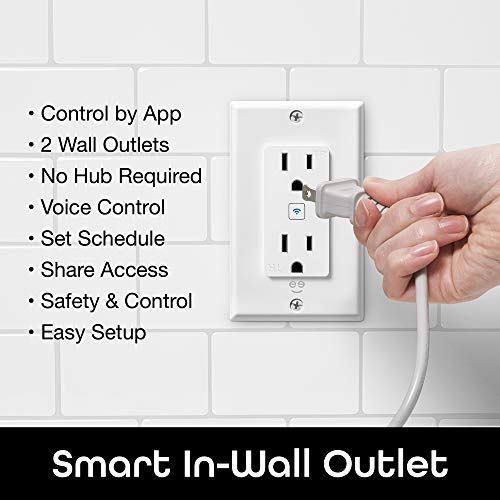 Geeni Wi-Fi Smart Wall Outlet with 2 Plugs and Wireless App Control, Compatible with Alexa and Google Home, WiFi Smart Outlet, 2 Pack