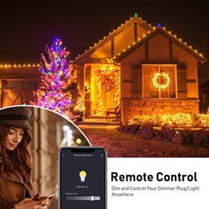 Aoycocr Smart Dimmer Plug 2 Sockets, Outdoor Smart Outlet Work with Alexa Google Home Light Dimmer APP Remote Control Max Power 400W IP55 Waterproof for Dimmable Outdoor Lights Floor Lamp Table Lamp