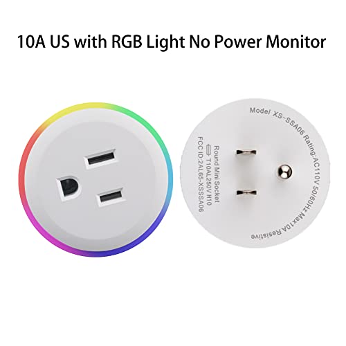 MOES Smart Plug WiFi Smart Power Socket with Dimmable RGB LED Night Light, Wireless Remote Control with Smart Life/Tuya App, Outlet Compatible with Alexa Google Home, No Hub Required