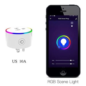 MOES Smart Plug WiFi Smart Power Socket with Dimmable RGB LED Night Light, Wireless Remote Control with Smart Life/Tuya App, Outlet Compatible with Alexa Google Home, No Hub Required