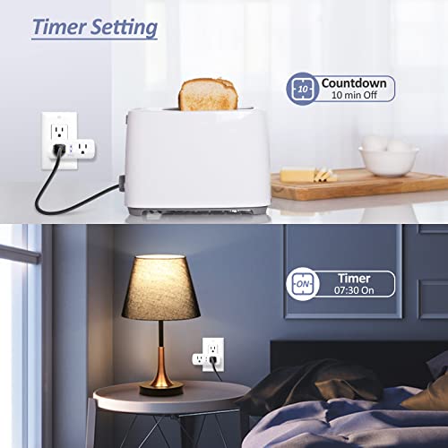 Beantech Smart Plug, 2-in-1 Compact Design 2.4 GHz Wi-Fi Smart Plug, Alexa Smart Plug Compatible with Alexa and Google Assistant, ETL Certified 120V 10A Smart Outlet with Timer, 2 Pack